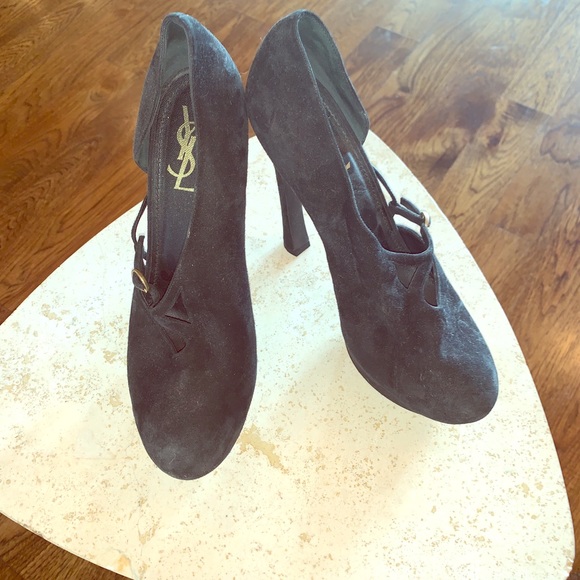 Yves Saint Laurent | Shoes | Ysl Black Suede High Heels Saint Laurent ...